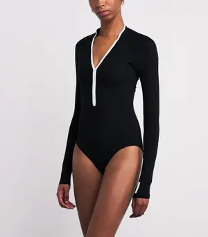 Hunza G Upf 50+ Tyra Long-sleeve Swimsuit - Black