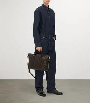 Bottega Veneta Leather Intrecciato Briefcase - Brown