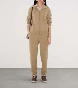 Burberry Cashmere-blend Zip-up Hoodie - Beige