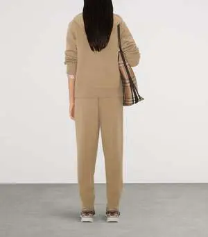 Burberry Cashmere-blend Zip-up Hoodie - Beige