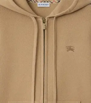 Burberry Cashmere-blend Zip-up Hoodie - Beige