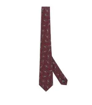 Giorgio Armani Silk Paisley Jacquard Neck Tie - Red