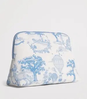 Harrods Toile Half Moon Cosmetic Bag - Blue