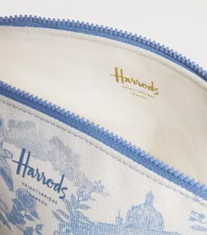 Harrods Toile Half Moon Cosmetic Bag - Blue