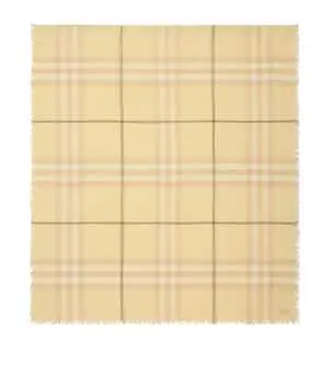 Burberry Wool Wide Check Scarf - Yellow
