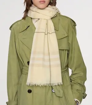 Burberry Wool Wide Check Scarf - Yellow