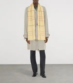 Burberry Wool Wide Check Scarf - Yellow