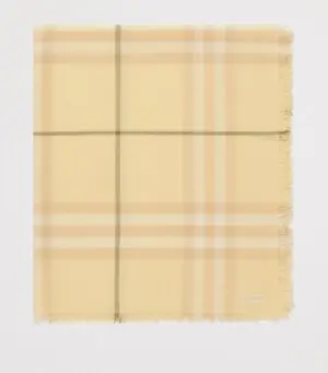 Burberry Wool Wide Check Scarf - Yellow