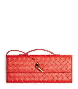 Bottega Veneta Leather Andiamo Clutch Bag - Red