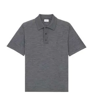 Saint Laurent Wool Cassandre Polo Shirt - Grey