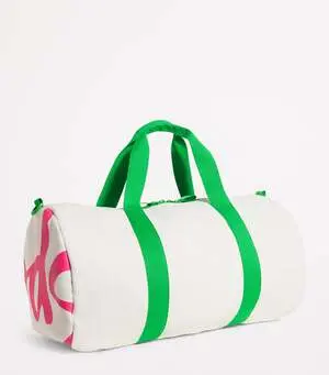Harrods Cotton Barrel Bag With Logo - Ivory