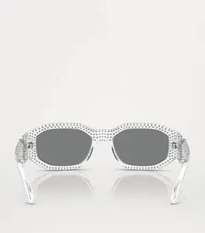 Versace Embellished Rectangle Sunglasses