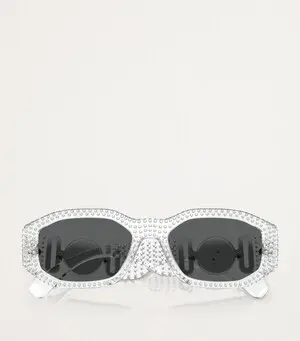 Versace Embellished Rectangle Sunglasses