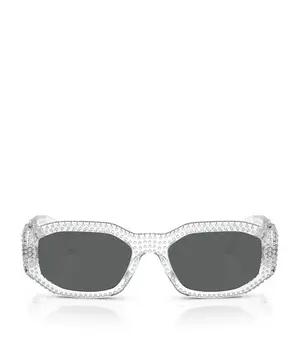 Versace Embellished Rectangle Sunglasses - Clear