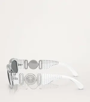 Versace Embellished Rectangle Sunglasses - Clear