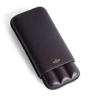 SWAINE Leather Cigar Case - Black