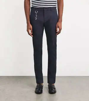 Paul & Shark Stretch Slim-fit Chinos With Shark Charm - Blue