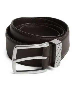 Bottega Veneta Leather Intreccio Loop Belt - Brown