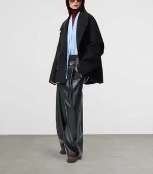 Loewe Wool Double-breasted Short Coat - Black