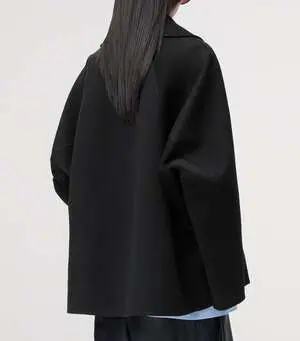 Loewe Wool Double-breasted Short Coat - Black