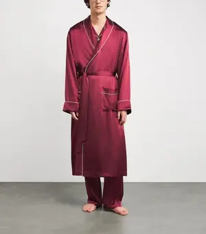 Harrods Silk Night Robe - Red