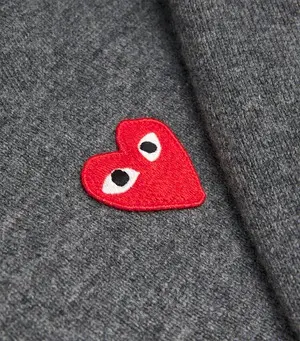 Play Comme Des Garcon Wool Heart Cardigan - Grey