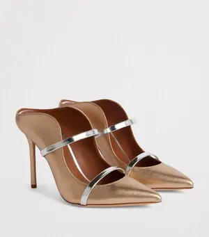 MALONE SOULIERS Metallic Leather Maureen Mules - Gold