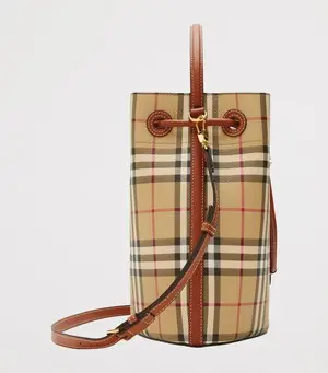 Burberry Small Check Monogram Bucket Bag - Brown