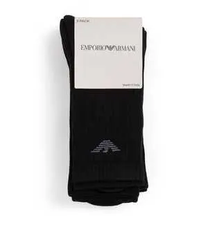 Emporio Armani Cotton-blend Ankle Socks - Black