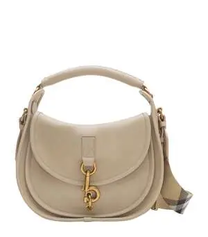 Burberry Small Calf Leather B Clip Messenger Bag - Beige