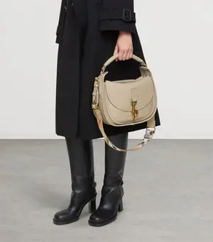 Burberry Small Calf Leather B Clip Messenger Bag - Beige