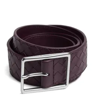 Bottega Veneta Calfskin Intrecciato Belt - Brown