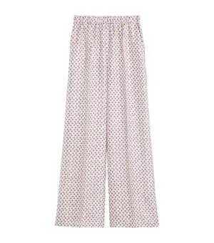 Max Mara Silk Twill Printed Wide-leg Trousers - Pink