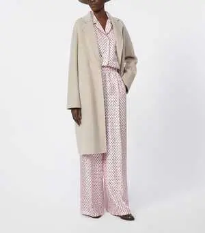 Max Mara Silk Twill Printed Wide-leg Trousers - Pink