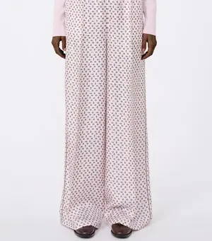 Max Mara Silk Twill Printed Wide-leg Trousers - Pink
