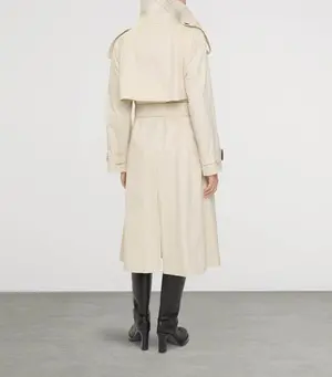 Burberry Long Gabardine Fitzrovia Trench Coat - White