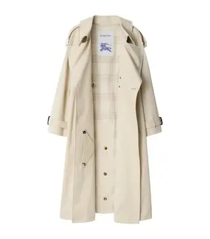 Burberry Long Gabardine Fitzrovia Trench Coat - White