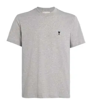 AMI Paris Cotton Embroidered De Coeur T-shirt - Grey