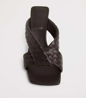 Bottega Veneta Leather Intrecciato Riva Mules - Brown