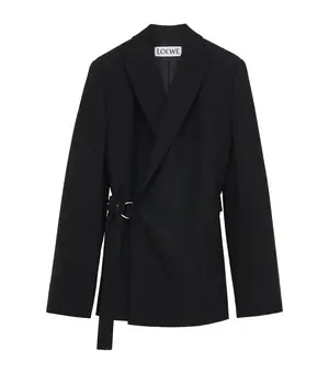 Loewe Wool Draped Blazer - Black