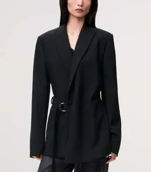 Loewe Wool Draped Blazer - Black