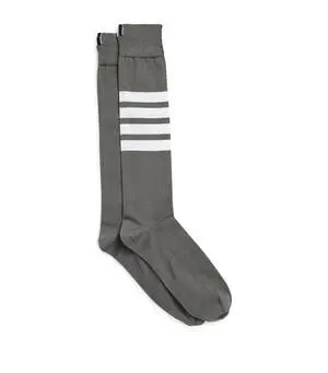 Thom Browne Cotton-blend 4-bar Over-the-calf Socks
