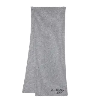 Max Mara Virgin Wool Knitted Scarf - Grey