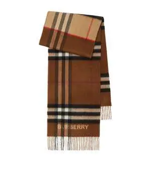 Burberry Cashmere Contrast Check Scarf - Brown
