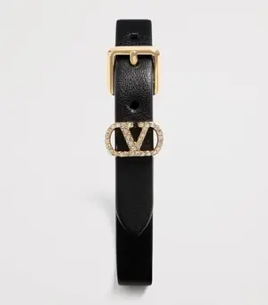 Valentino Garavani Leather Ovalette Bracelet - Black