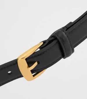 Saint Laurent Leather Trapezoid Buckle Belt - Black
