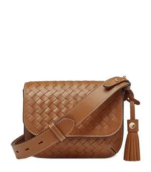 ASPINAL OF LONDON Woven Leather Ella Cross-body Bag - Brown