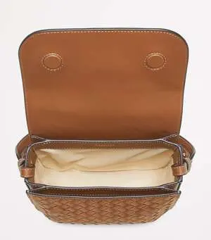ASPINAL OF LONDON Woven Leather Ella Cross-body Bag - Brown