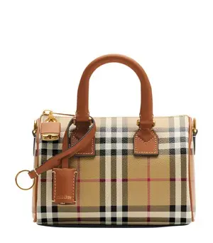 Burberry Mini Check Bowling Bag - Brown