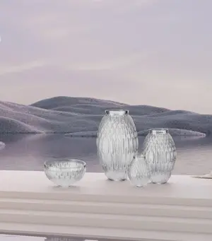 Lalique Crystal Plumes Vase